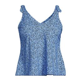LANDS' END Tankini-Top mit geknoteten Tr&auml;gern und Flattersaum f&uuml;r Damen, Damen, size: regular, Blau, Elasthan/Nylon-Mischung, by Lands' End