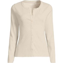 LANDS' END Rippshirt mit durchgehender Knopfreihe f&uuml;r Damen in Plus-Gr&ouml;&szlig;e, Damen, size: plus, Elfenbein, Elasthan/Baumwoll-Mischung, by Lands' End