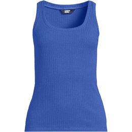 LANDS' END &Auml;rmelloses Ajour-Top f&uuml;r Damen, Damen, size: regular, Blau, Elasthan/Baumwoll-Mischung, by Lands' End