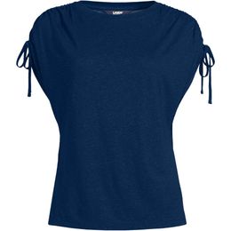 LANDS' END Leinenmix-Shirt mit geraffter Schulter f&uuml;r Damen, Damen, size: regular, Blau, Leinen/Viskose, by Lands' End