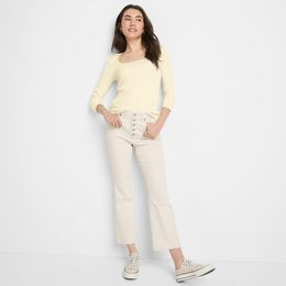 LANDS' END Kurze Schlagjeans Natur f&uuml;r Damen, Damen, size: regular, Elfenbein, Baumwolle/Elasthan/Polyester, by Lands' End
