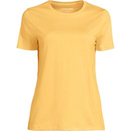 Supima Kurzarm-Shirt mit rundem Ausschnitt f&uuml;r Damen, Damen, size: regular, Gelb, Baumwolle, by Lands' End
