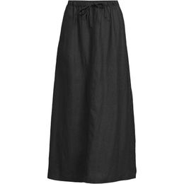 LANDS' END Leinen-Midirock f&uuml;r Damen, Damen, size: regular, Schwarz, Leinen, by Lands' End