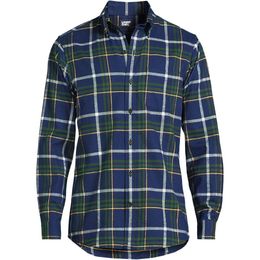 LANDS' END Flanellhemd f&uuml;r Herren, Classic Fit, Herren, size: regular, Blau, Baumwolle, by Lands' End