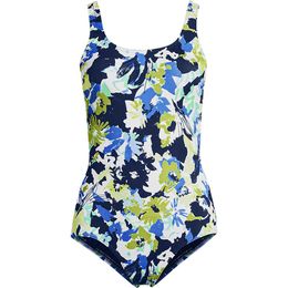 Gemusterter Komfort-Badeanzug CHLORRESISTENT mit Soft Cups in Plus-Gr&ouml;&szlig;e, Damen, size: plus, Blau, Nylon-Mischung, by Lands' End