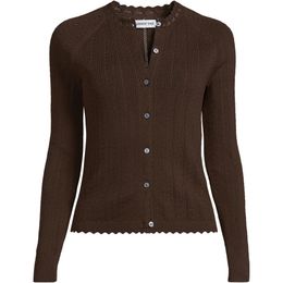 LANDS' END Ajour-Cardigan aus Baumwolle f&uuml;r Damen, Damen, size: regular, Braun, Baumwolle, by Lands' End