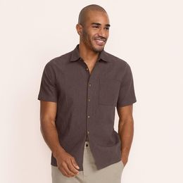 LANDS' END Crinkle-Hemd f&uuml;r Herren, Herren, size: regular, Braun, Wolle, by Lands' End