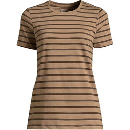 Supima Kurzarm-Shirt mit rundem Ausschnitt f&uuml;r Damen, Damen, size: regular, Beige, Baumwolle, by Lands' End