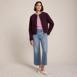 LANDS' END Kragenlose Sherpa-Fleecejacke f&uuml;r Damen, Damen, size: regular, Rot, Polyester/Polyester-Mischung, by Lands' End