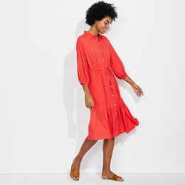 Midi-Hemdblusenkleid f&uuml;r Damen, Damen, size: regular, Orange, Viskose, by Lands' End