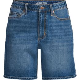 LANDS' END Soft Denim Mid Waist Jeansshorts 18 cm in Plus-Gr&ouml;&szlig;e, Damen, size: plus, Blau, Baumwoll-Mischung, by Lands' End