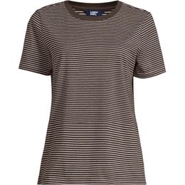 LANDS' END Supima T-Shirt mit Rundhalsausschnitt in Petite-Gr&ouml;&szlig;e f&uuml;r Damen, Damen, size: petite, Braun, Baumwolle, by Lands' End