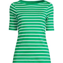 LANDS' END Supima-Shirt aus Baumwolle mit U-Boot-Ausschnitt f&uuml;r Damen, Damen, size: regular, Gr&uuml;n, Baumwolle, by Lands' End