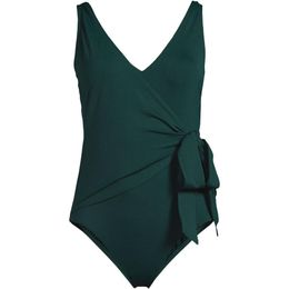 LANDS' END Badeanzug mit seitlichem Bindeband, hohes Bein f&uuml;r Damen, Damen, size: regular, Gr&uuml;n, Nylon-Mischung, by Lands' End