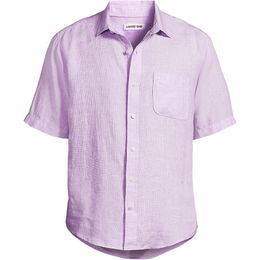 LANDS' END Premium Reinleinen-Hemd mit kurzen &Auml;rmeln f&uuml;r Herren, Classic Fit, Herren, size: regular, Lila, Leinen, by Lands' End