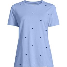 LANDS' END Supima Kurzarm-Shirt mit rundem Ausschnitt f&uuml;r Damen, Damen, size: regular, Blau, Baumwolle, by Lands' End