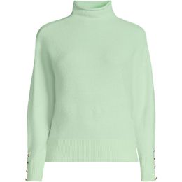 LANDS' END Soft Touch Stehkragenpullover mit &Auml;rmelkn&ouml;pfen f&uuml;r Damen, Damen, size: regular, Gr&uuml;n, Polyacryl/Woll-Mischung/Nylon-Mischung, by Lands' End