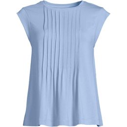 LANDS' END Kurz&auml;rmeliges Biesenshirt aus Baumwolle/Modal-Mix f&uuml;r Damen, Damen, size: regular, Blau, Baumwolle Modal, by Lands' End