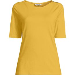 LANDS' END Supima&reg; T-Shirt mit U-Boot-Ausschnitt und gekn&ouml;pfter Schulter in Plus-Gr&ouml;&szlig;e f&uuml;r Damen, Damen, size: plus, Gelb, Baumwolle, by Lands' End