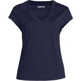 LANDS' END Supima-Shirt mit V-Ausschnitt und Kapp&auml;rmeln f&uuml;r Damen in Plus-Gr&ouml;&szlig;e, Damen, size: plus, Blau, Baumwolle, by Lands' End