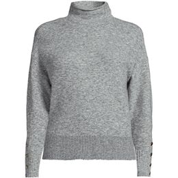 LANDS' END Soft Touch Stehkragenpullover mit &Auml;rmelkn&ouml;pfen f&uuml;r Damen, Damen, size: regular, Grau, Polyacryl/Woll-Mischung/Nylon-Mischung, by Lands' End