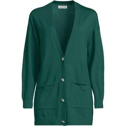 LANDS' END Merino-Cardigan mit Strasskn&ouml;pfen f&uuml;r Damen, Damen, size: regular, Gr&uuml;n, Wolle, by Lands' End