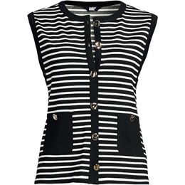 LANDS' END Feinstrick-Top mit Metallkn&ouml;pfen f&uuml;r Damen, Damen, size: regular, Schwarz, Polyester/Viskose/Polyester-Mischung, by Lands' End