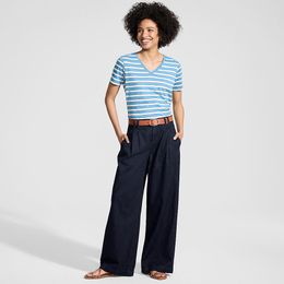 LANDS' END Leichte Bundfalten-Jeans mit weitem Bein f&uuml;r Damen in Petite-Gr&ouml;&szlig;e, Damen, size: petite, Blau, Baumwolle, by Lands' End