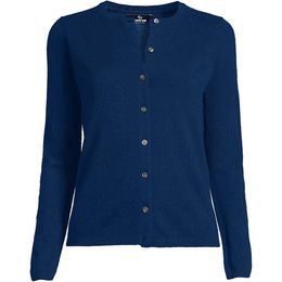 LANDS' END Kaschmir-Cardigan mit rundem Ausschnitt in Plus-Gr&ouml;&szlig;e, Damen, size: plus, Blau, Kaschmir, by Lands' End