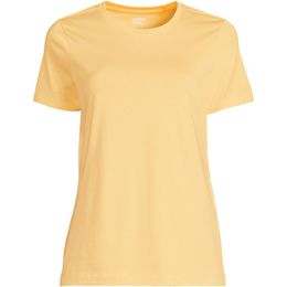 LANDS' END Supima Kurzarm-Shirt mit rundem Ausschnitt f&uuml;r Damen, Damen, size: regular, Gelb, Baumwolle, by Lands' End