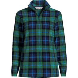 LANDS' END Gemusterter Fleece-Pullover mit Rei&szlig;verschluss f&uuml;r Damen, Damen, size: regular, Blau, Polyester, by Lands' End