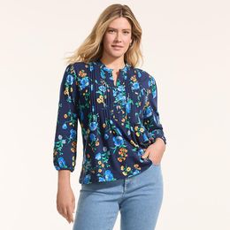LANDS' END Baumwolle/Modal-Biesenshirt mit 3/4-&Auml;rmeln f&uuml;r Damen, Damen, size: regular, Blau, Elasthan/Baumwoll-Mischung/Synthetic-blend, by Lands' End
