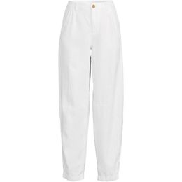 LANDS' END Premium Reinleinen-Barrelhose mit Bundfalten in Plus-Gr&ouml;&szlig;e, Damen, size: plus, Wei&szlig;, Leinen, by Lands' End