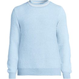 LANDS' END Rippstrick-Pullover f&uuml;r Herren, Herren, size: regular, Blau, Wolle/Polyester/Polyacryl, by Lands' End
