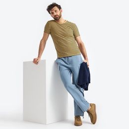 LANDS' END Kurzarm-Streifenshirt mit Struktur f&uuml;r Herren, Herren, size: regular, Braun, Viskose/Polyester-Mischung, by Lands' End
