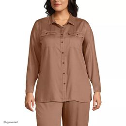 LANDS' END Leichte TENCEL Langarm Hemdbluse f&uuml;r Damen in Plus-Gr&ouml;&szlig;e, Damen, size: plus, Braun, Lyocell (Viskose), by Lands' End