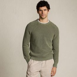LANDS' END DRIFTER Pullover im Shaker-Rippstrick f&uuml;r Herren, Herren, size: regular, Gr&uuml;n, Baumwolle, by Lands' End