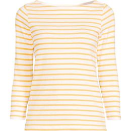 LANDS' END Gestreiftes Baumwollshirt mit 3/4-&Auml;rmeln f&uuml;r Damen in Plus-Gr&ouml;&szlig;e, Damen, size: plus, Elfenbein, Baumwolle, by Lands' End