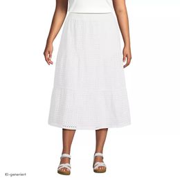 LANDS' END Midi-Schlupfrock aus Baumwoll-Lochstickerei f&uuml;r Damen in Plus-Gr&ouml;&szlig;e, Damen, size: plus, Wei&szlig;, Baumwolle, by Lands' End