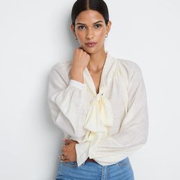 LANDS' END Schluppenbluse mit Ballon&auml;rmeln f&uuml;r Damen, Damen, size: regular, Elfenbein, Nylon/Viskose, by Lands' End