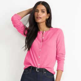 LANDS' END Kaschmir-Cardigan mit rundem Ausschnitt, Damen, size: regular, Pink, Kaschmir, by Lands' End
