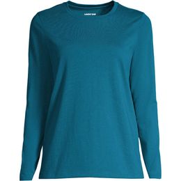 LANDS' END Supima-Shirt, Langarm in Plus-Gr&ouml;&szlig;e, Damen, size: plus, Blau, Baumwolle, by Lands' End
