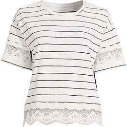 LANDS' END Flammgarn-Shirt mit Bord&uuml;ren in Plus-Gr&ouml;&szlig;e f&uuml;r Damen, Damen, size: plus, Elfenbein, Baumwolle, by Lands' End