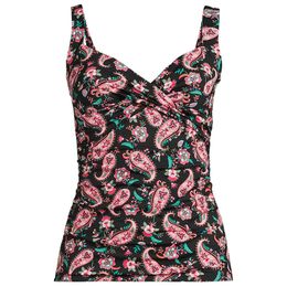 LANDS' END Tankinitop CHLORRESISTENT mit V-Ausschnitt Gemustert f&uuml;r Damen, Damen, size: regular, Schwarz, Nylon-Mischung, by Lands' End