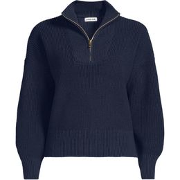 LANDS' END Stehkragenpullover mit Rei&szlig;verschluss DRIFTER f&uuml;r Damen, Damen, size: regular, Blau, Baumwolle, by Lands' End