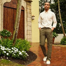 LANDS' END Classic Fit Cargohose mit Dehnbund f&uuml;r Herren, Herren, size: regular, Gr&uuml;n, Baumwolle, by Lands' End