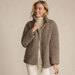 LANDS' END Sherpa-Fleecejacke f&uuml;r Damen, Damen, size: regular, Braun, Polyester, by Lands' End