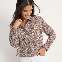 LANDS' END Kurze, b&uuml;gelfreie Hemdbluse f&uuml;r Damen, Damen, size: regular, Braun, Baumwolle, by Lands' End