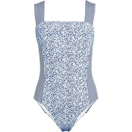Badeanzug mit Karree-Ausschnitt, extra hohes Bein f&uuml;r Damen, Damen, size: regular, Blau, Elasthan/Nylon-Mischung, by Lands' End
