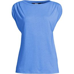 LANDS' END Shirt aus Leinenmix mit U-Boot-Ausschnitt f&uuml;r Damen, Damen, size: regular, Blau, Leinen/Viskose, by Lands' End